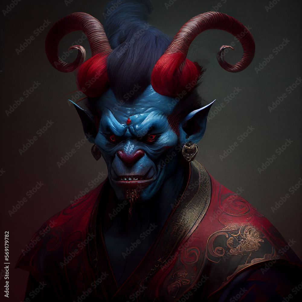 Oni Demon Spirit Genie Djinn Jinn Magic Devil Red Blue Horned Strong ...