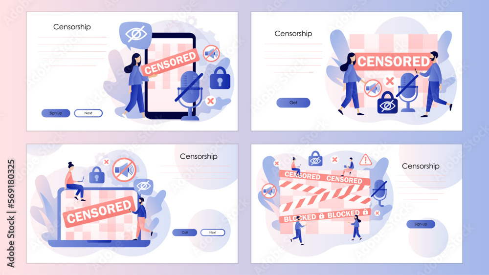 Censorship concept. Censored info. Censure pixelation effect and blur ...