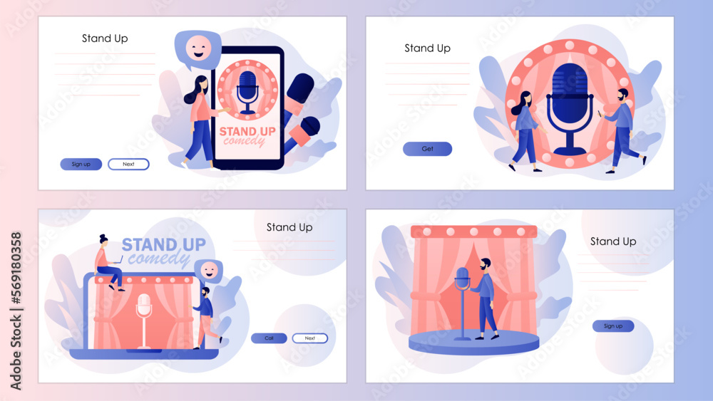 Stand Up comedy show. Open mic. Comedian on stage. Comic with ...