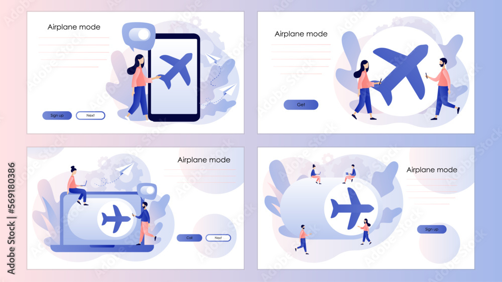 Airplane mode concept. Flight mode on phone or laptop. Info ...