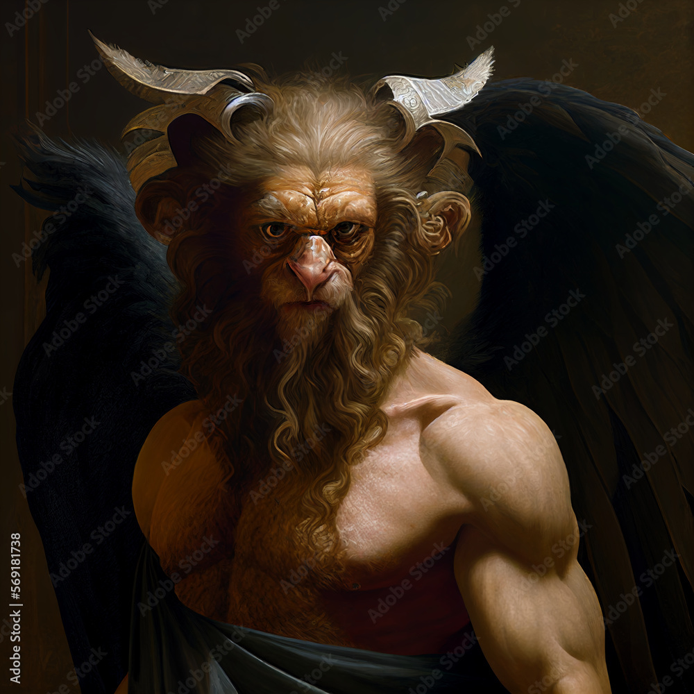 Griffin Gryphon Manticore Beast Man Spirit Horns Magic Mythical Large ...
