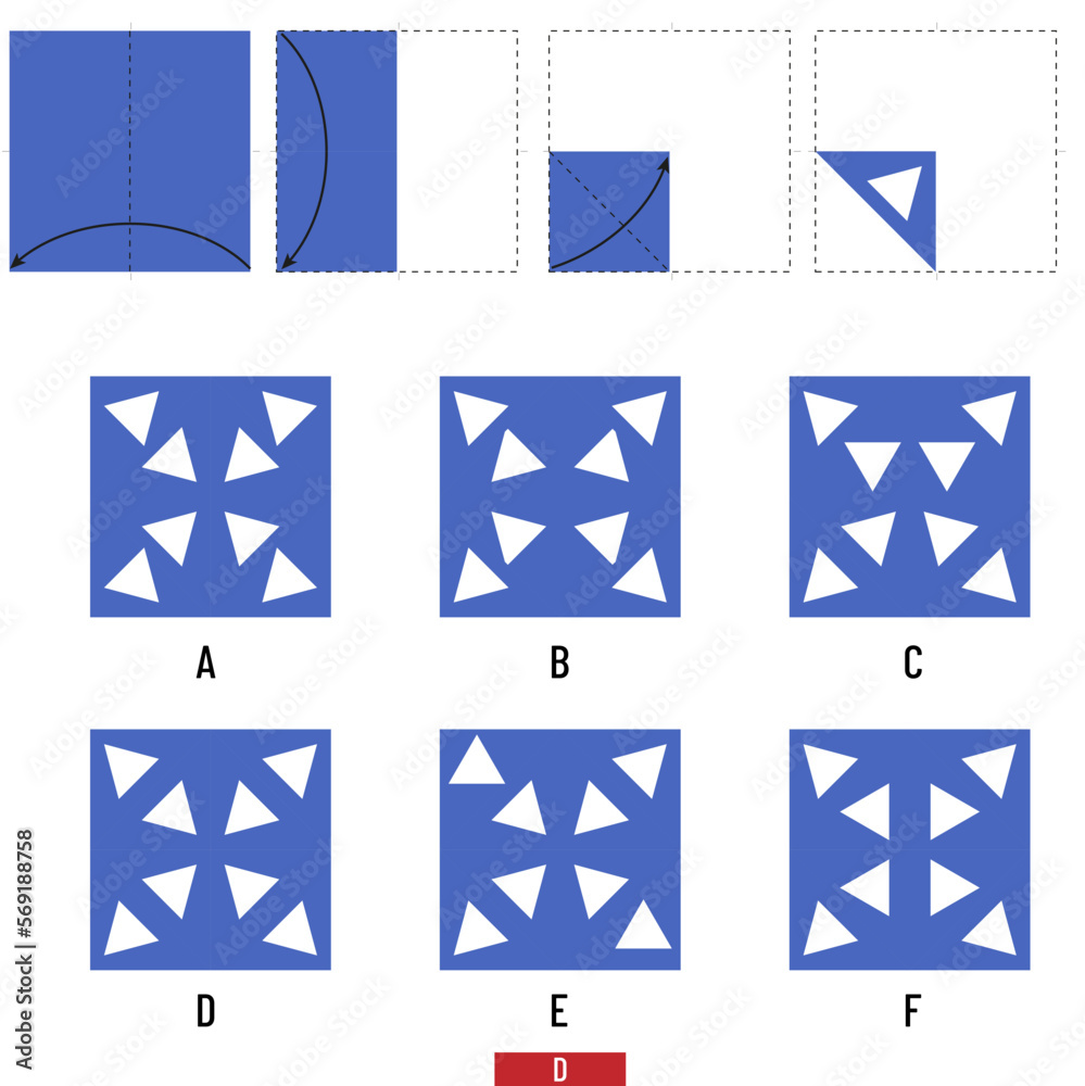 Paper Cutting - Paper folding. IQ test, intelligence questions, Visual ... Paper Cutting - Paper folding. IQ test, intelligence questions, Visual ...