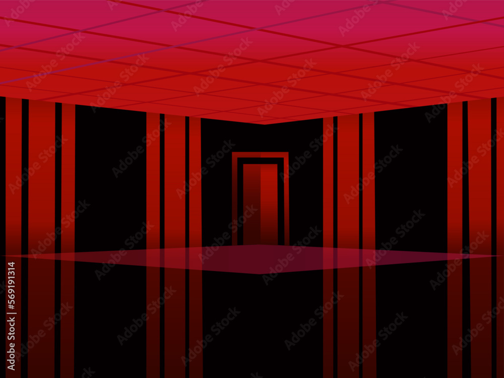 vector illustration depicting a red room in an abstract style for ...