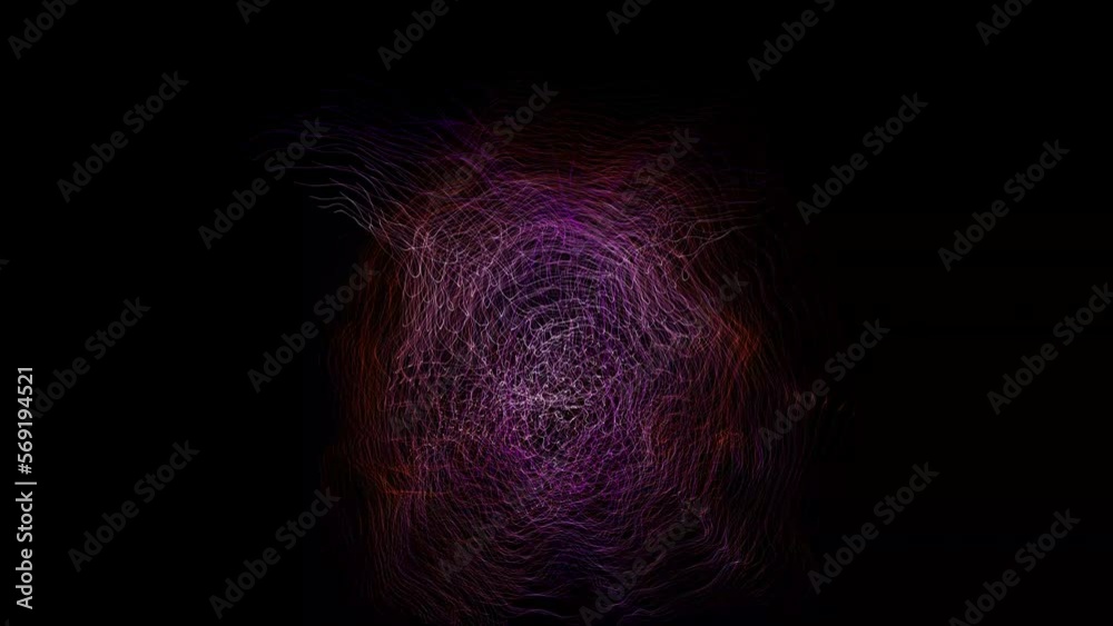 Multi-colored threads smoothly wriggle in the shape of a ball. Cosmic ...