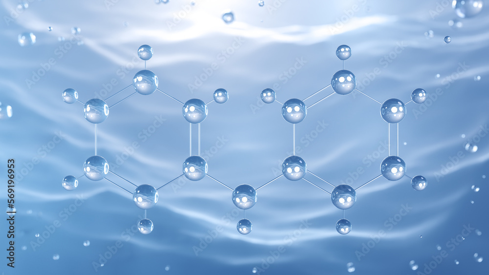 diphenylamine molecular structure, 3d model molecule, secondary amine ...