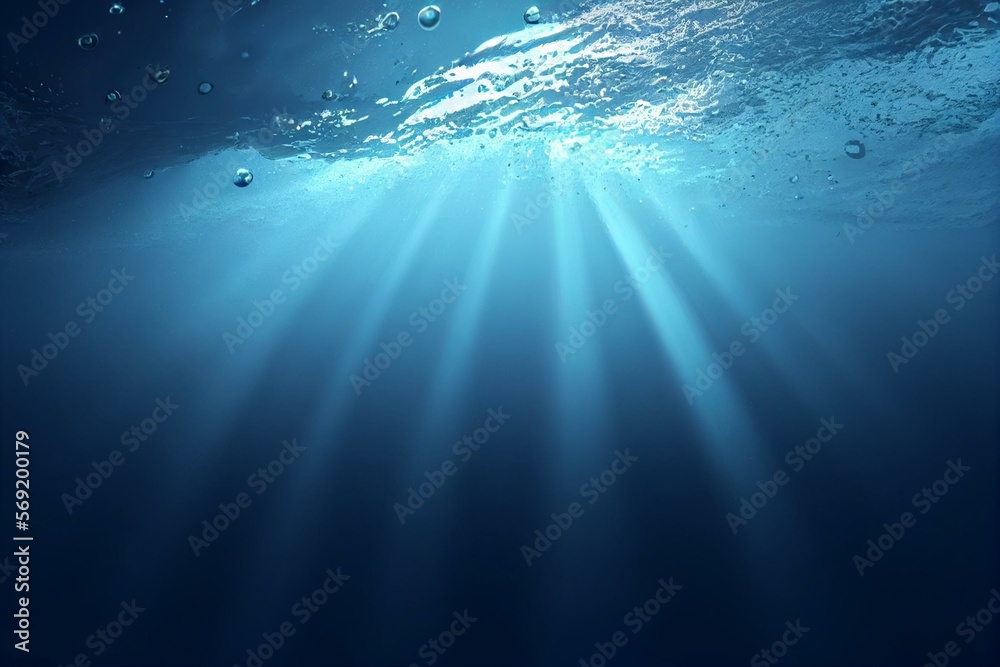 perfectly seamless of deep blue ocean waves from underwater background ...