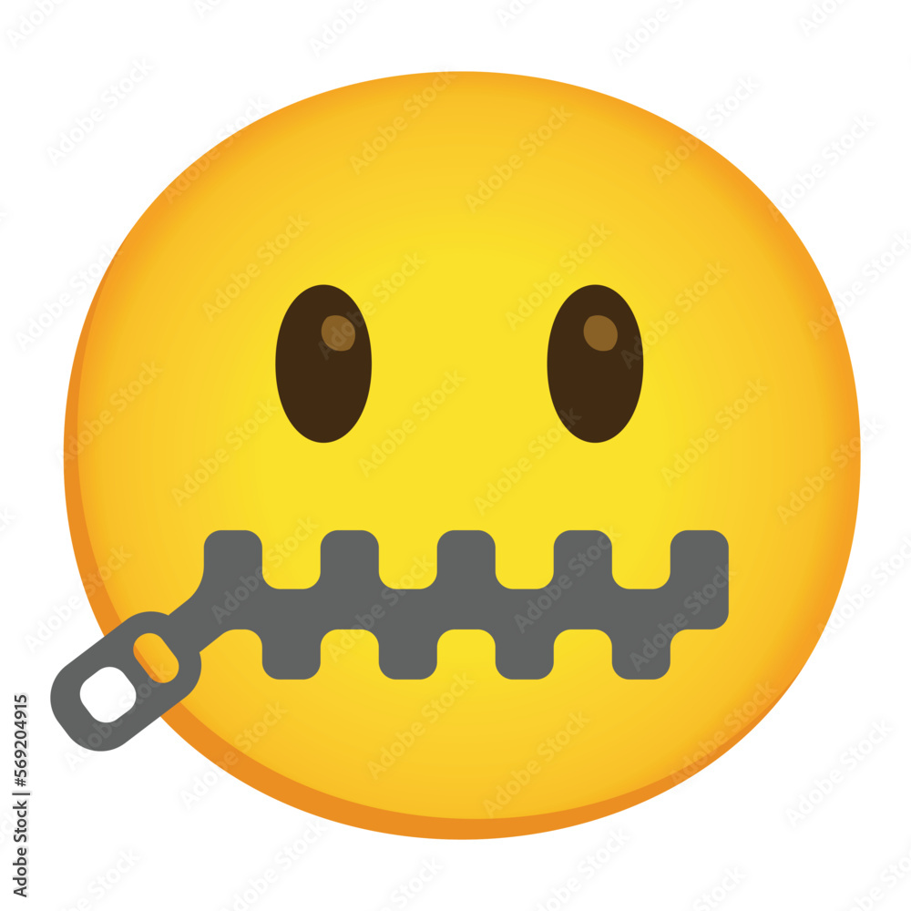 Zipper-Mouth Face vector emoji design. Isolated yellow face with simple ...