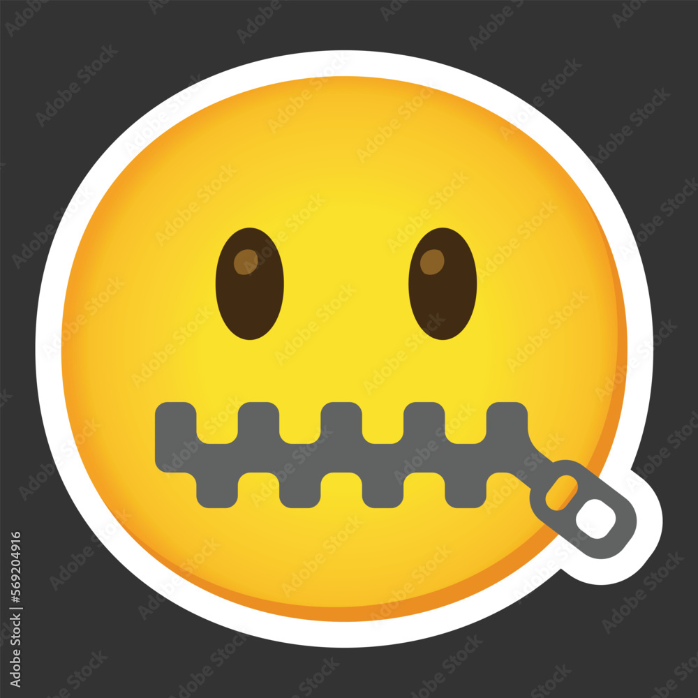 Zipper-Mouth Face vector emoji design. Isolated yellow face with simple ...