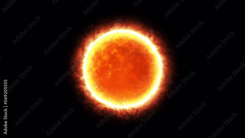 Beautiful loop of Sun sphere with glowing circular ring of fire ...