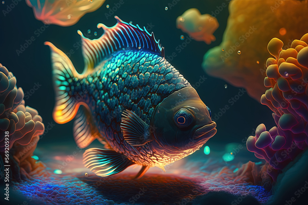 Mystical Magic Fish in Synthwave style with Vibrant Colors, Cinematic ...
