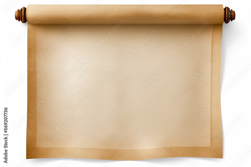 Mockup sheet of a parchment scroll on alpha transparent background, AI ...