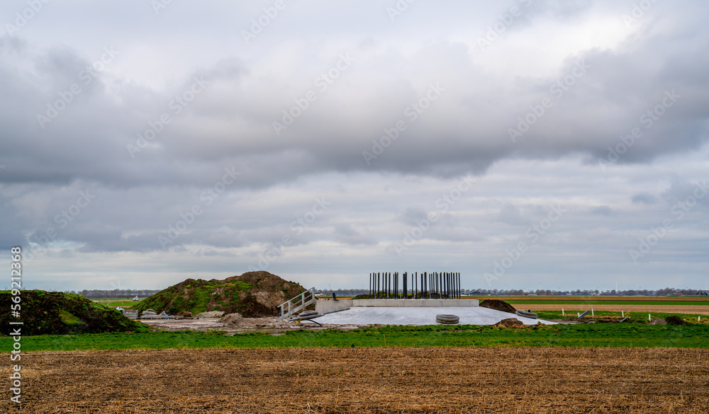 Base for construction of a large wind turbine Stock Photo | Adobe Stock