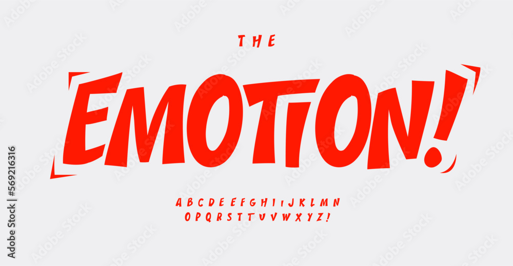 Emotional alphabet, cartoon font, playful joyful letters for fun logo ...