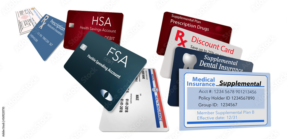 Here is an illustration with nine of the healthcare insurance cards you ...