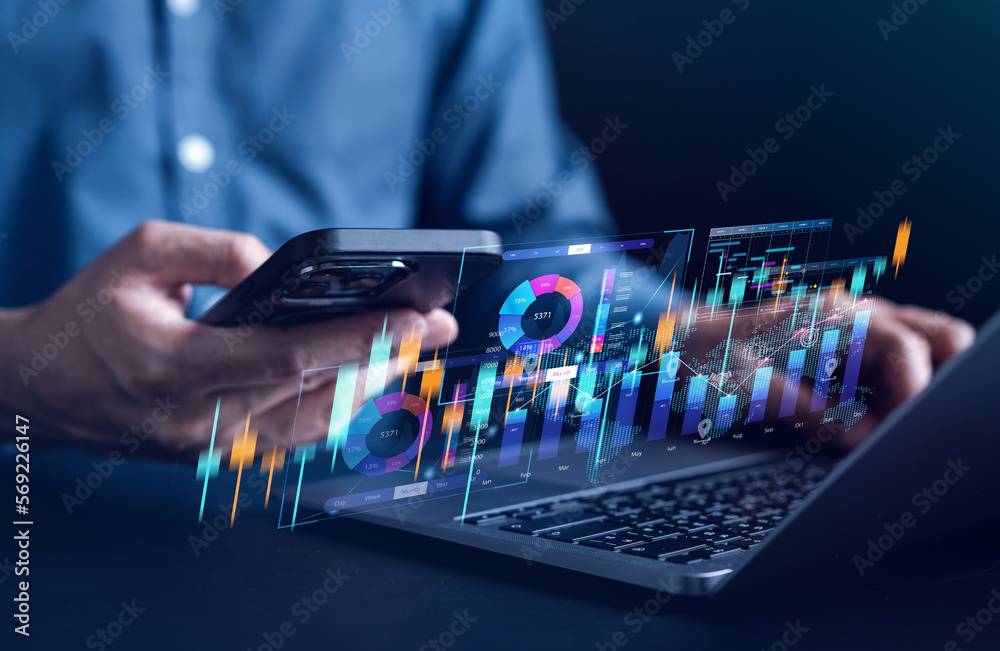 Businessman analysis working with computer in Business Analytics and ...