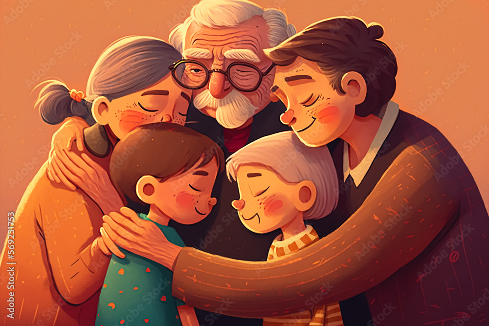 People care for each other digital art. Generative AI Stock ...