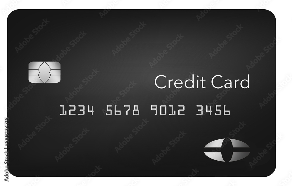 This is a mock generic credit card seen in a 3-d illustation ona ...