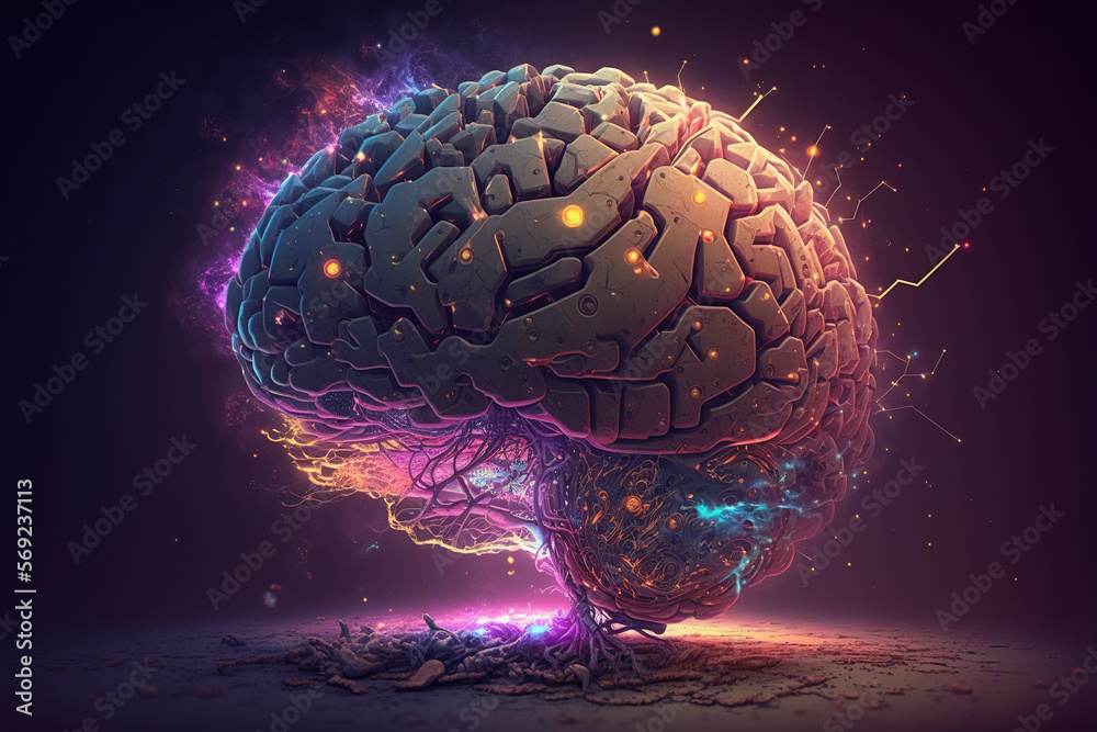 Illustrazione Stock An Exploration of the Human brain tree with roots ...