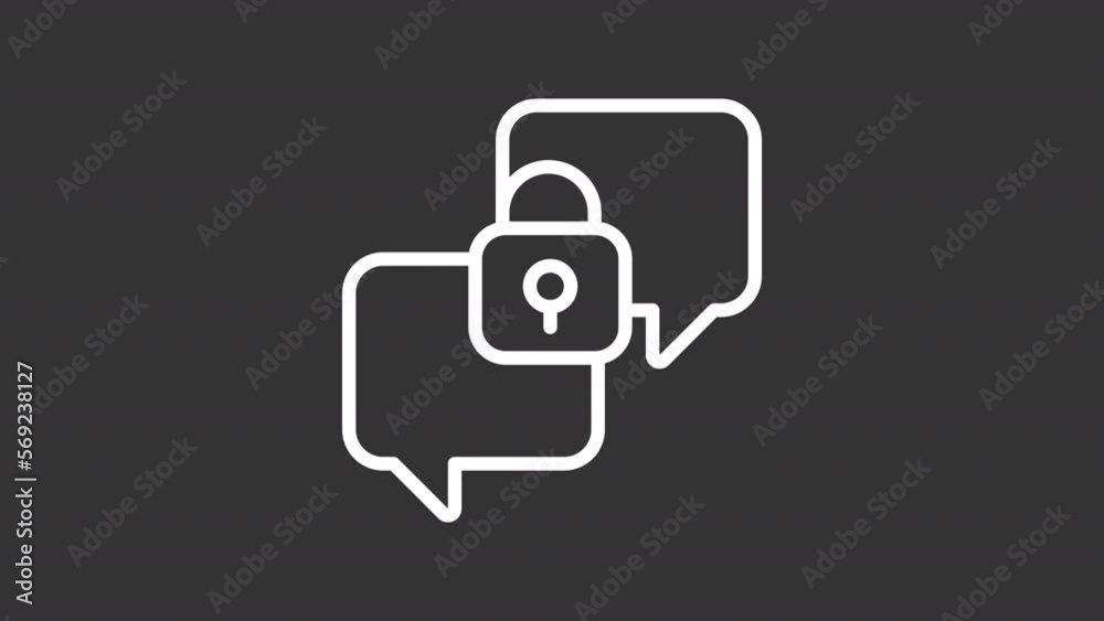Wideo Stock: Animated secret chat white line icon. Confidential ...
