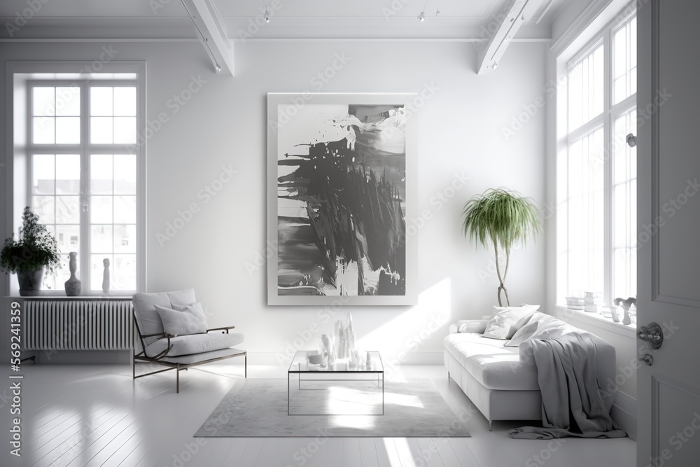 Interior design - Minimal modern white clean room 3d render. There are ...