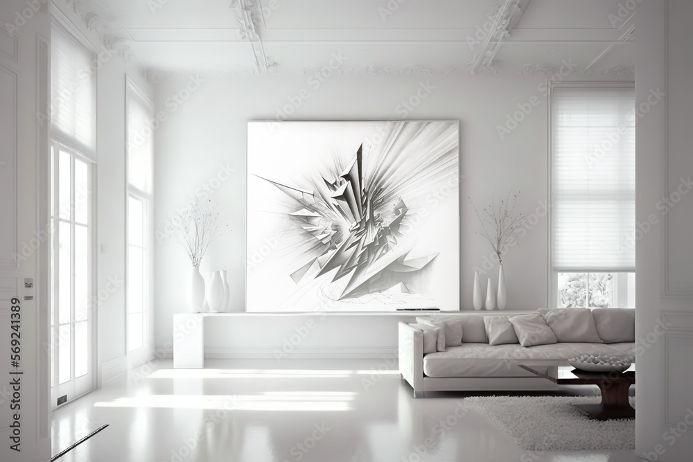 Interior design - Minimal modern white clean room 3d render. There are ...