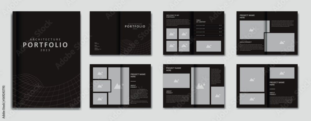 Architecture portfolio design template, architectural portfolio layout ...