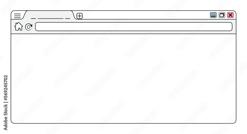 Internet browser webpage vector design. Editable lines web browser with ...