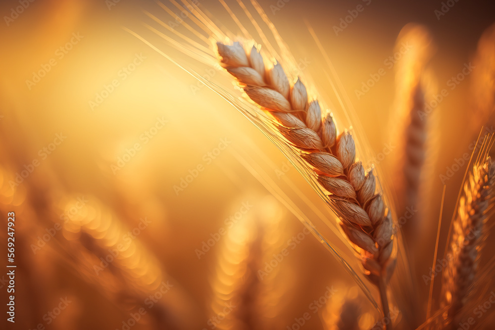 Wheat head and wheat stems on a warm background Stock Illustration ...
