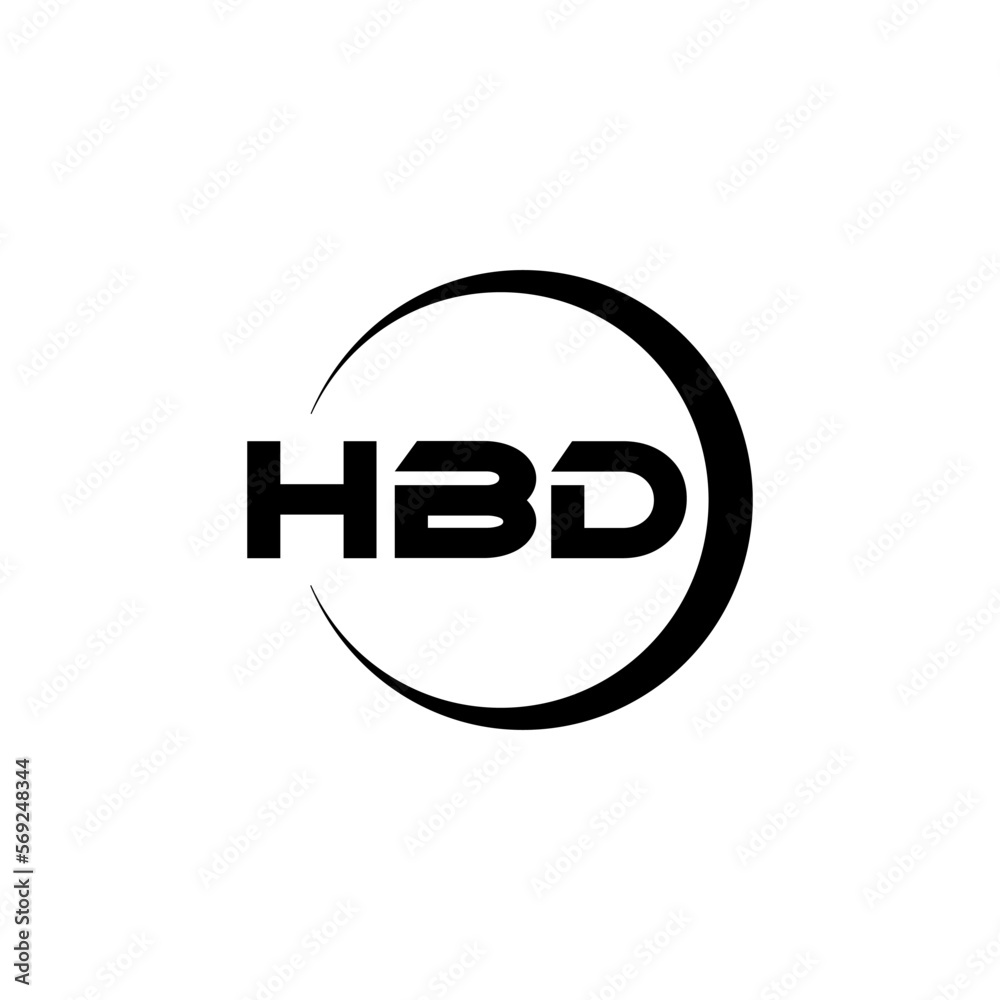 HBD letter logo design with white background in illustrator, cube logo ...