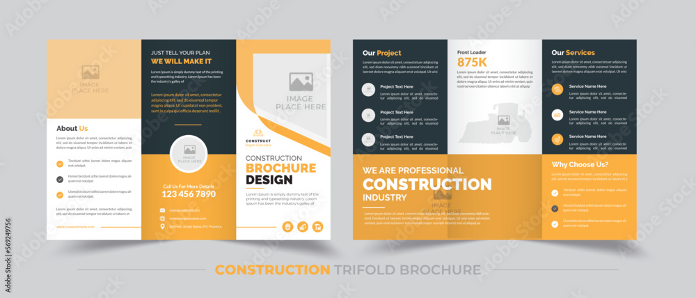 Construction Trifold Brochure | Brochure Template | Building Brochure ...