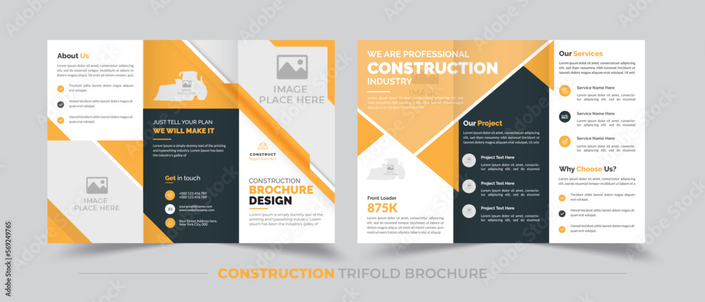 Construction Trifold Brochure | Brochure Template | Building Brochure ...