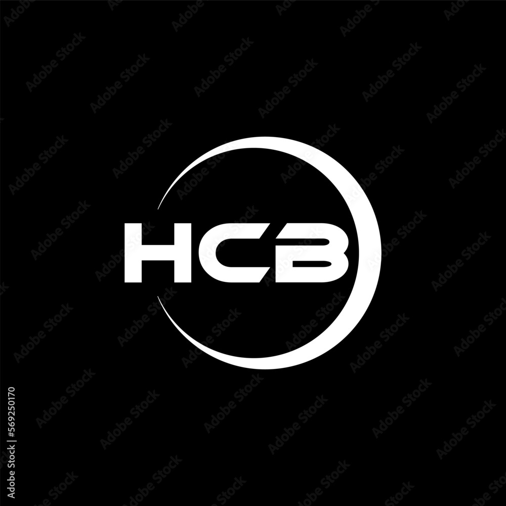 HCB letter logo design with black background in illustrator, cube logo ...