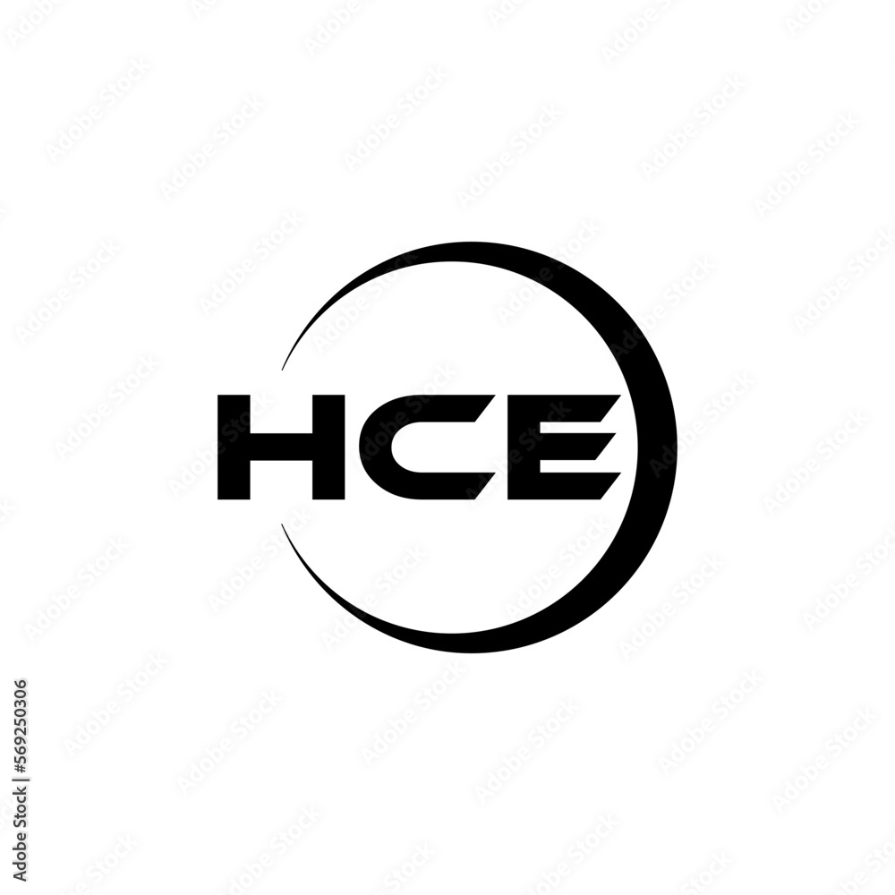 HCE letter logo design with white background in illustrator, cube logo ...