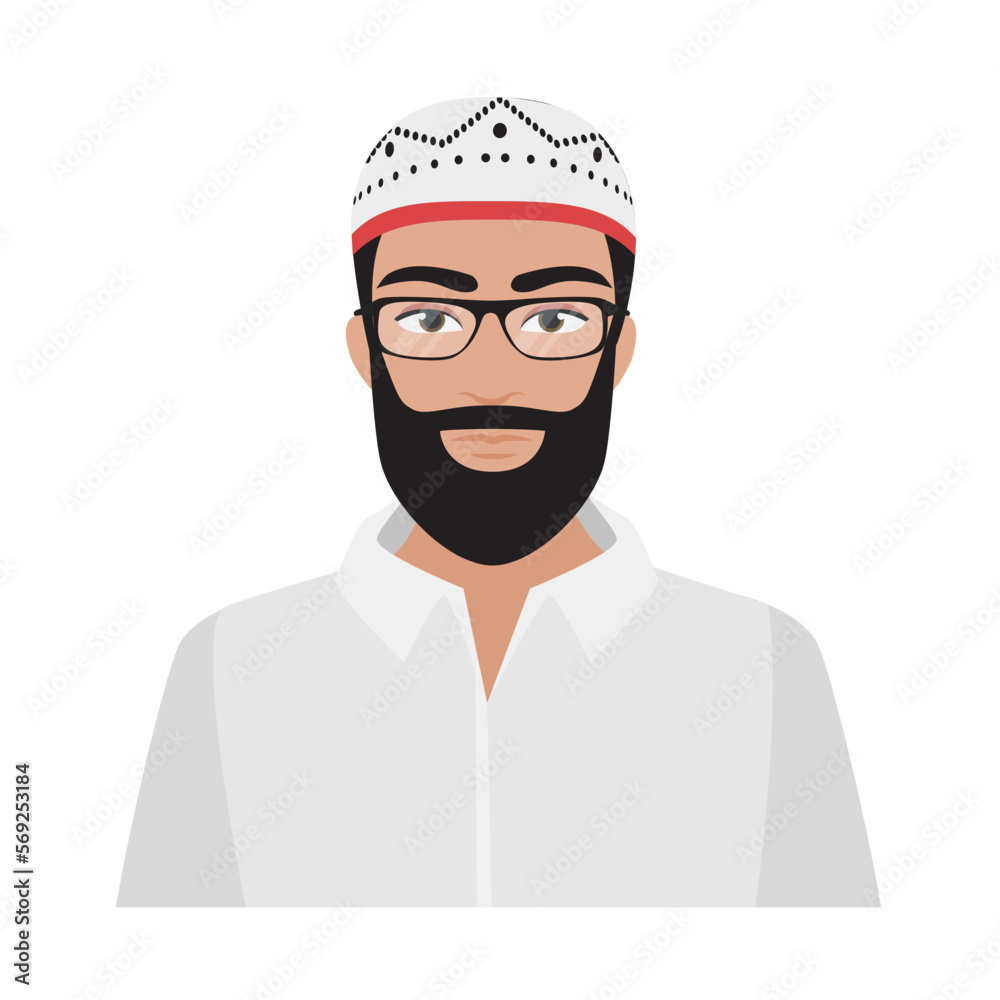 Arabian man in traditional clothes. Saudi arab man portrait avatar ...