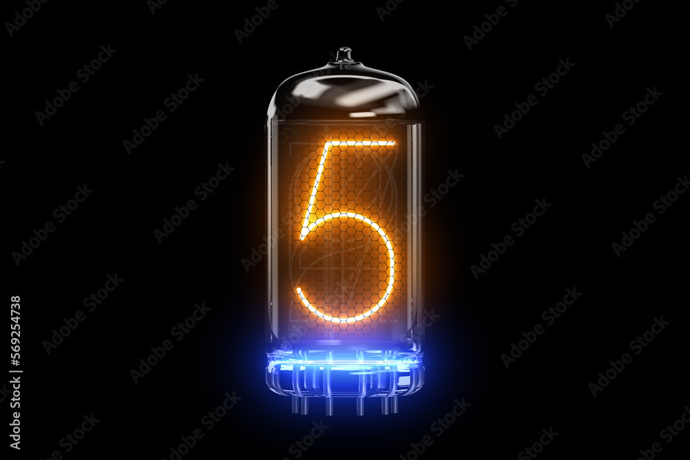 Five. Digit 5 Nixie tube indicator digit. Gas discharge indicators and ...