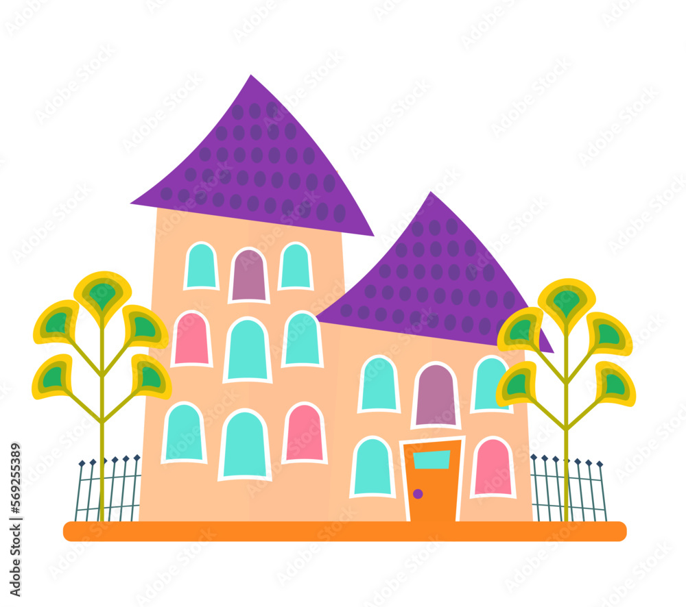 Cartoon rural cute house. Countryside building, village cottage vector ...