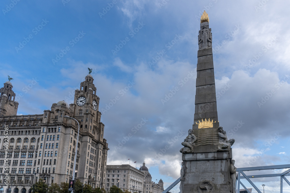 Liverpool, UK: The Memorial to Heroes of the Marine Engine Room granite ...