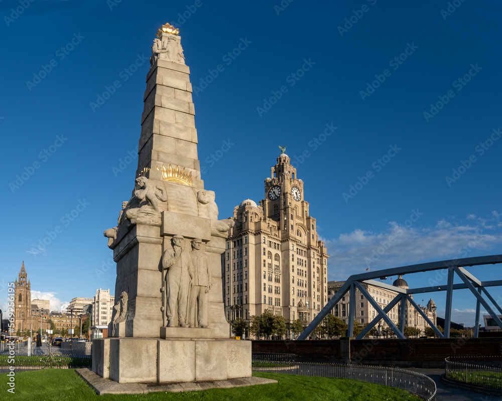 Liverpool, UK: The Memorial to Heroes of the Marine Engine Room granite ...