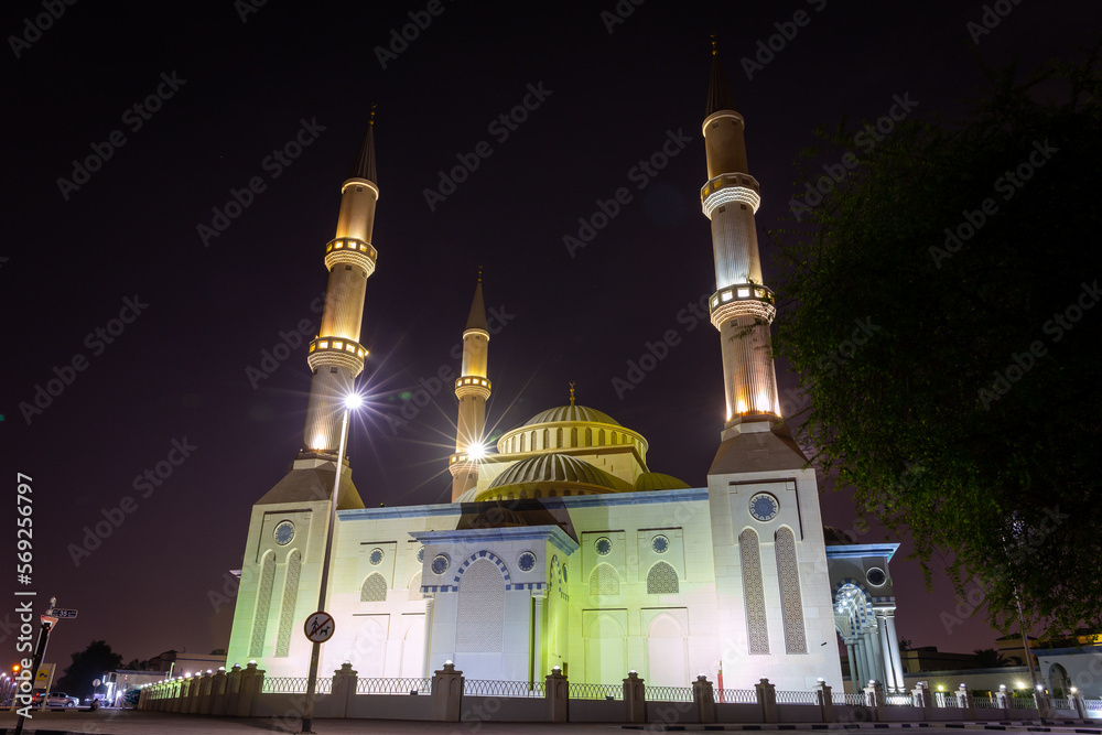 The Al Farooq Omar Bin Al Khattab Mosque, known as Blue Mosque in Dubai ...