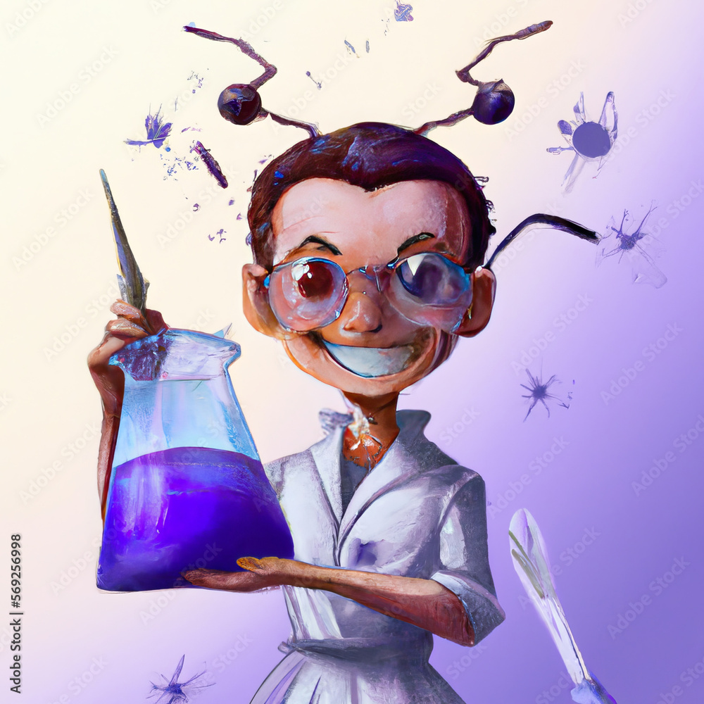 Ant mad scientist mixing sparkling chemicals with gradient color Stock ...