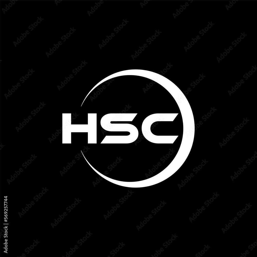 HSC letter logo design with black background in illustrator, cube logo ...