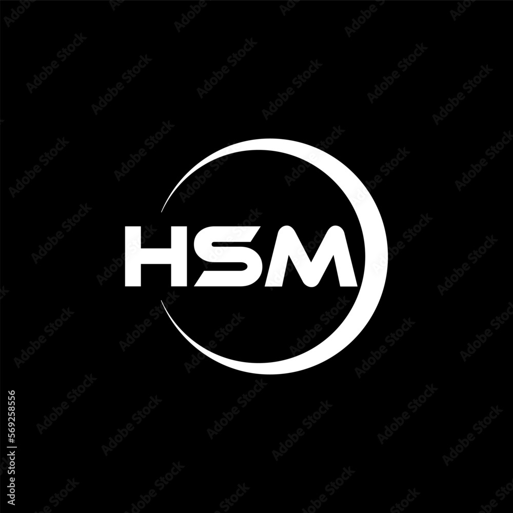 HSM letter logo design with black background in illustrator, cube logo ...