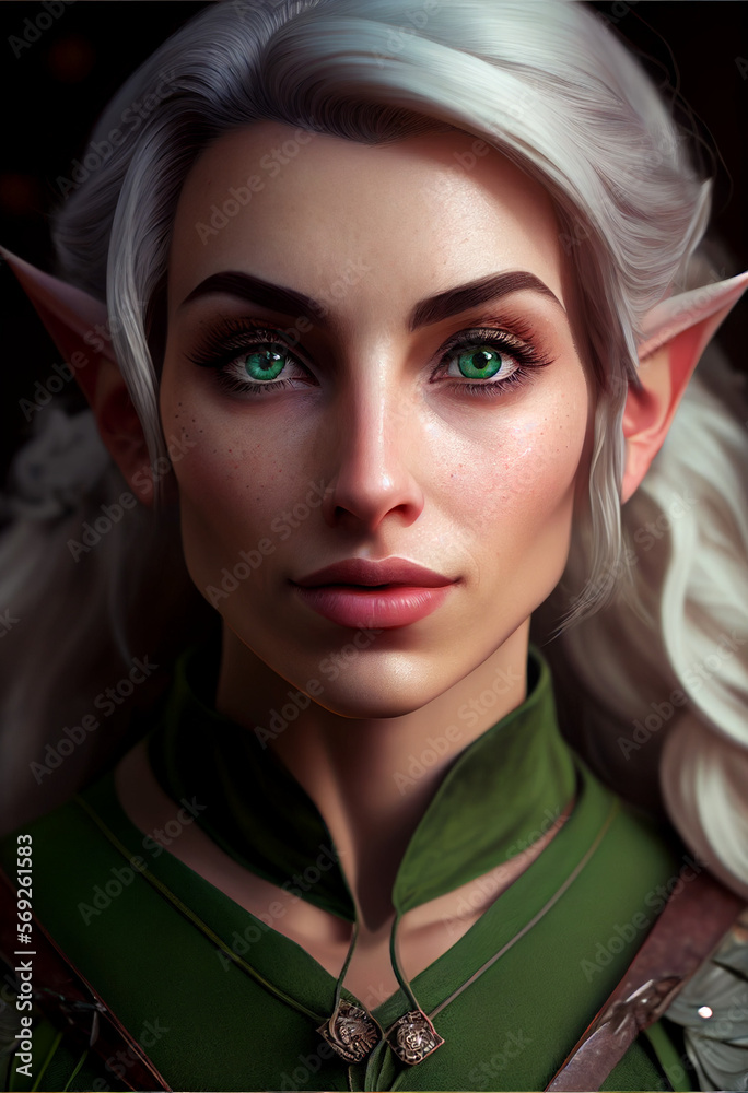D&D wood elf character portrait for fantasy roleplay games, online ...