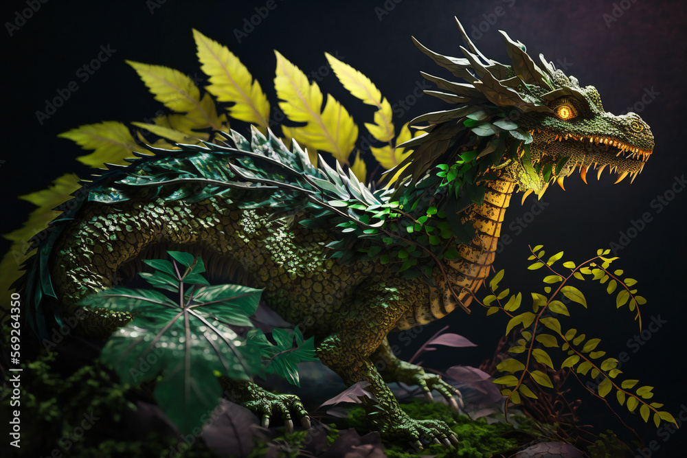 Flower Dragon - Mythology creature - fantasy illustration - wyvern ...