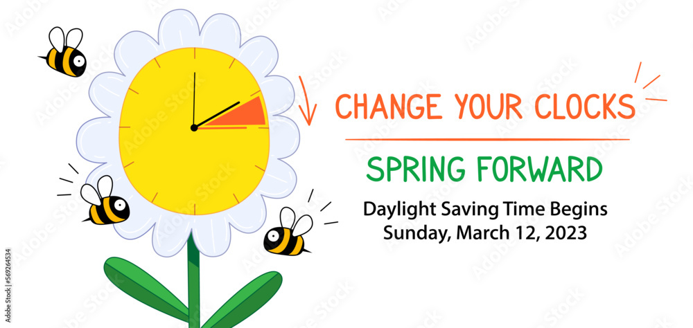 Vetor de Spring Daylight Saving Time banner. Spring Forward concept in ... Vetor de Spring Daylight Saving Time banner. Spring Forward concept in ...