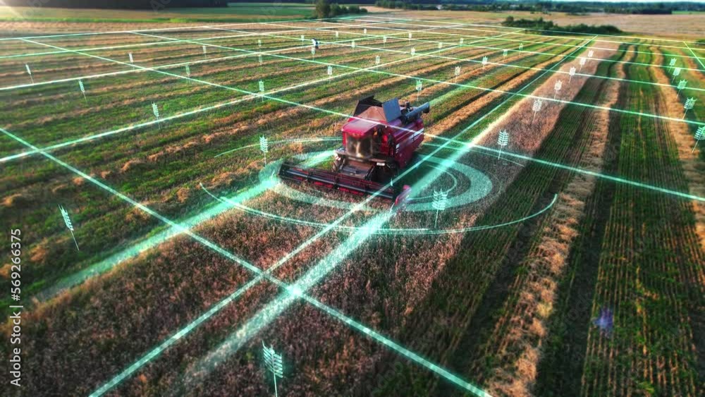 Innovation Autonomous Self Driving Combine Harvester Of The Future With Autopilot Harvests Grain
