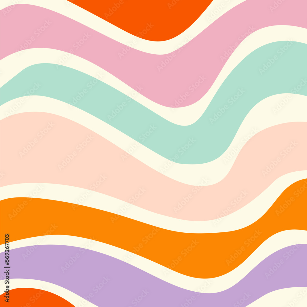 Groovy Background Retro 70s Style. Cute Abstract Vintage Texture ...