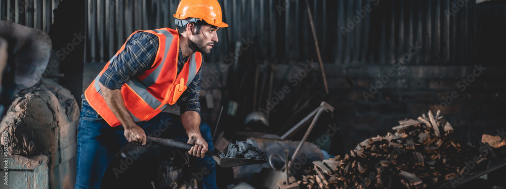 Young Asian male worker wearing safety vest jacket and hard helmet with ...