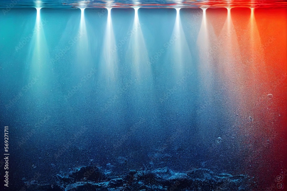 Underwater effect blue image mockup, light shadow overlay background, caustic, reflection ...