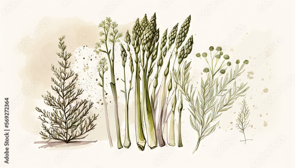 a drawing of a bunch of green plants and plants that are growing from ...